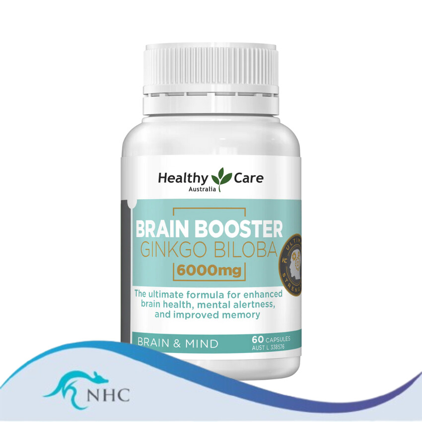 (PRE ORDER) Healthy Care Brain Booster Ginkgo Biloba 6000mg 60 Capsules ...