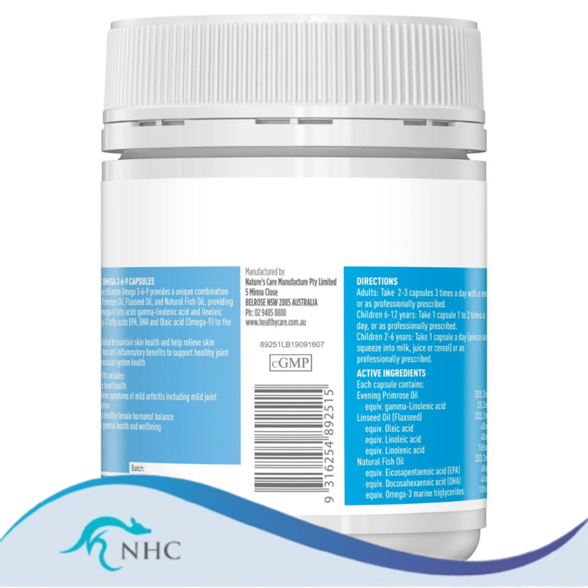 (PRE ORDER) Healthy Care Ultimate Omega 3-6-9 200 Capsules shelf life 2yrs