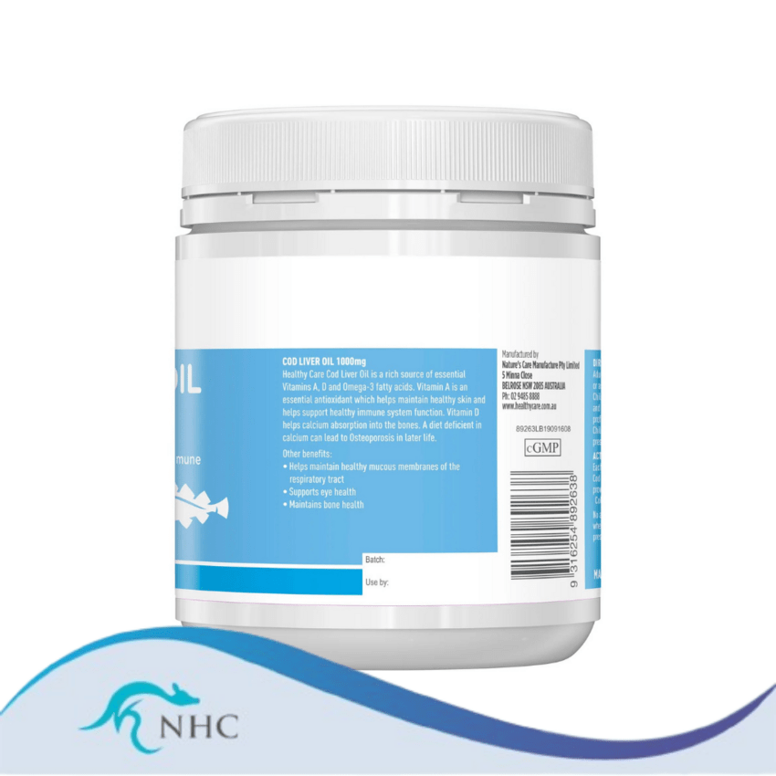 (PRE ORDER) Healthy Care Cod Liver Oil 1000mg 200 Softgel Capsules ...