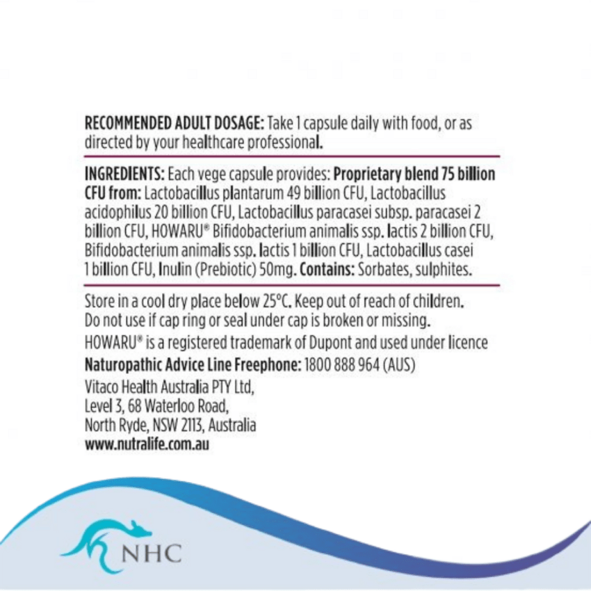 (PRE ORDER) Nutralife Probiotica Extra Care with Prebiotics 75 Billion ...