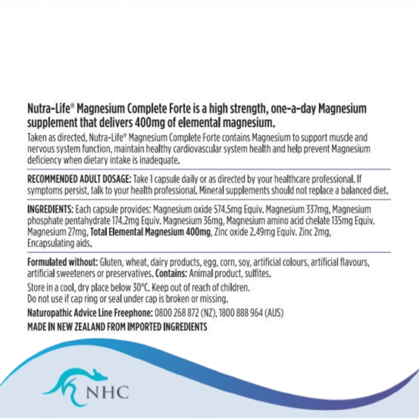 (PRE ORDER) Nutralife Magnesium Complete Forte 100 Capsules shelf life 2yrs